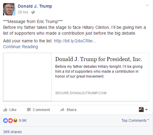 Trump vs. Clinton: Both Campaigns Use Landing Pages to Declare Debate ...
